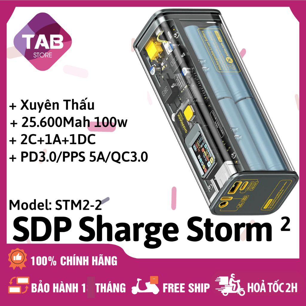 Sạc Dự Phòng Trong Suốt SHARGE/Shargeek STORM 2 25600mah 100w Có Màn LED 4 Cổng - Bảo Hành 1T ...