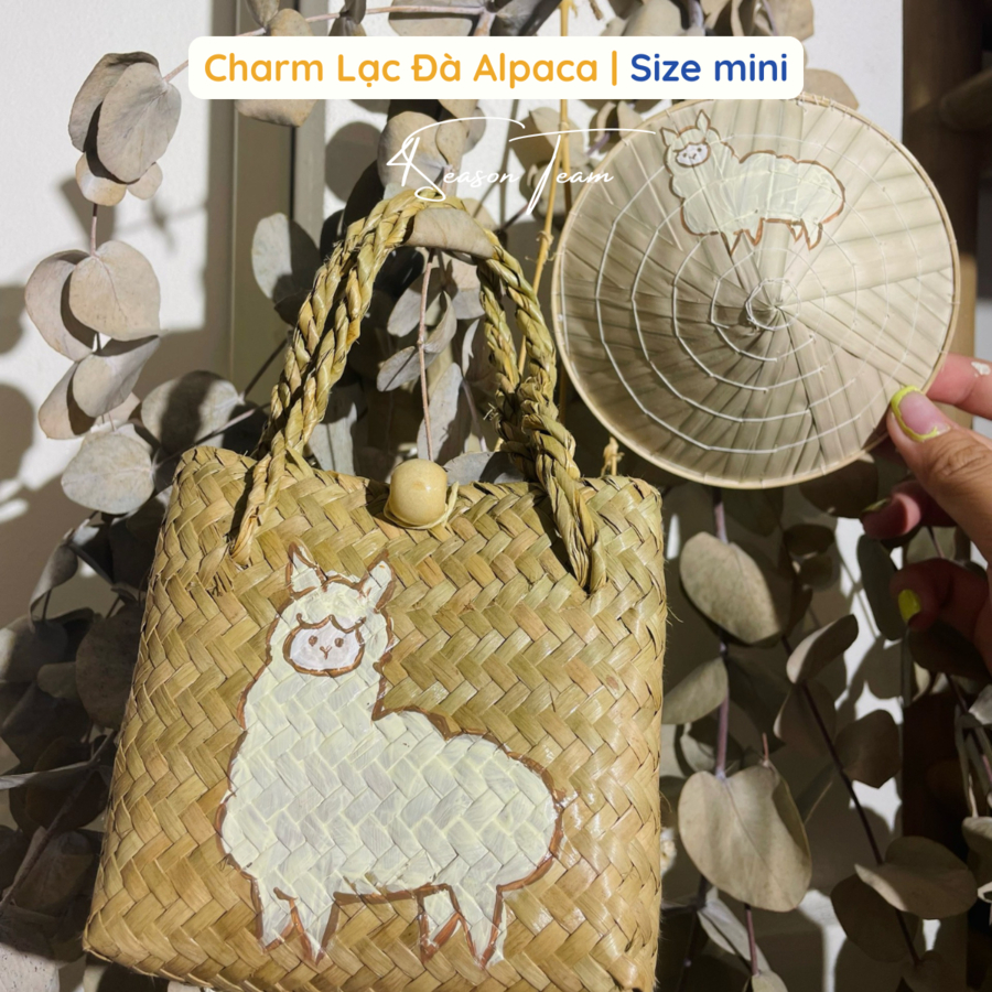 Charm cỏ bàng, nón lá mini lạc đà Alpaca cute lạc lối, túi cói 4SEASON | Shopee Việt Nam