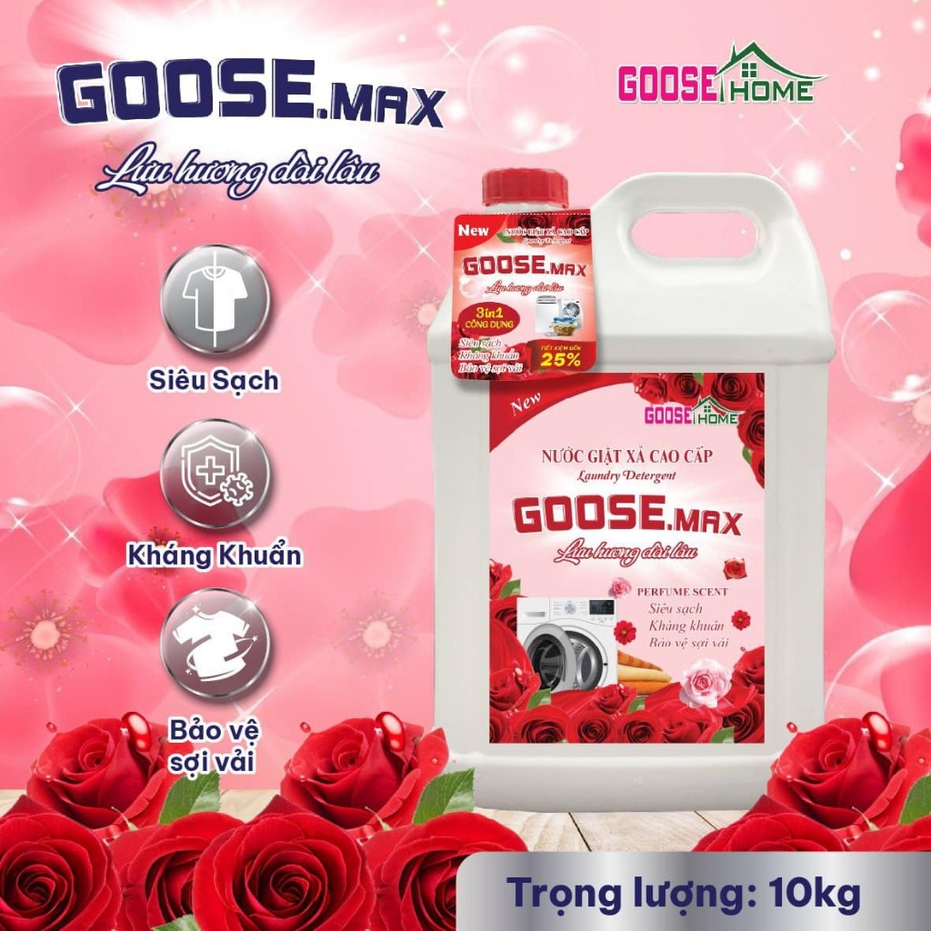 Nước giặt xả Goose.Max Chính hãng đậm đặc,siêu sạch,kháng khuẩn, bảo vệ ...