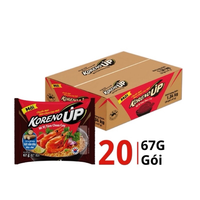 Thùng mì koreno up 20 gói (date tháng 7-8/2025) đi đơn tối đa 5 thùng ...