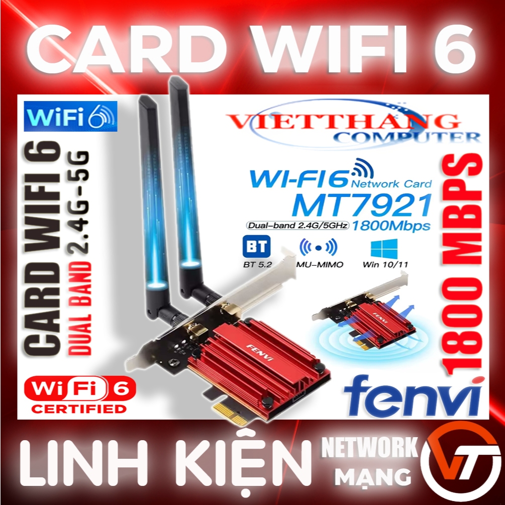 Card mạng Wifi 6 Fenvi MT7921 2 Băng Tần 2.4G/5GHz 802.11ax Tốc độ cao ...