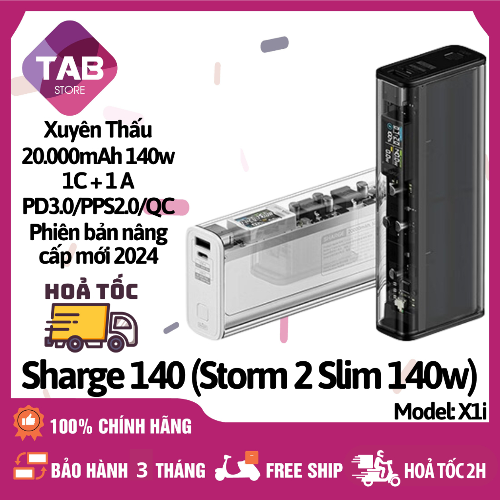 Sạc Dự Phòng Trong Suốt Sharge Shargeek 140 Storm 2 Slim 20000mah 140w 2 Cổng - Bản Mới 2024 ...