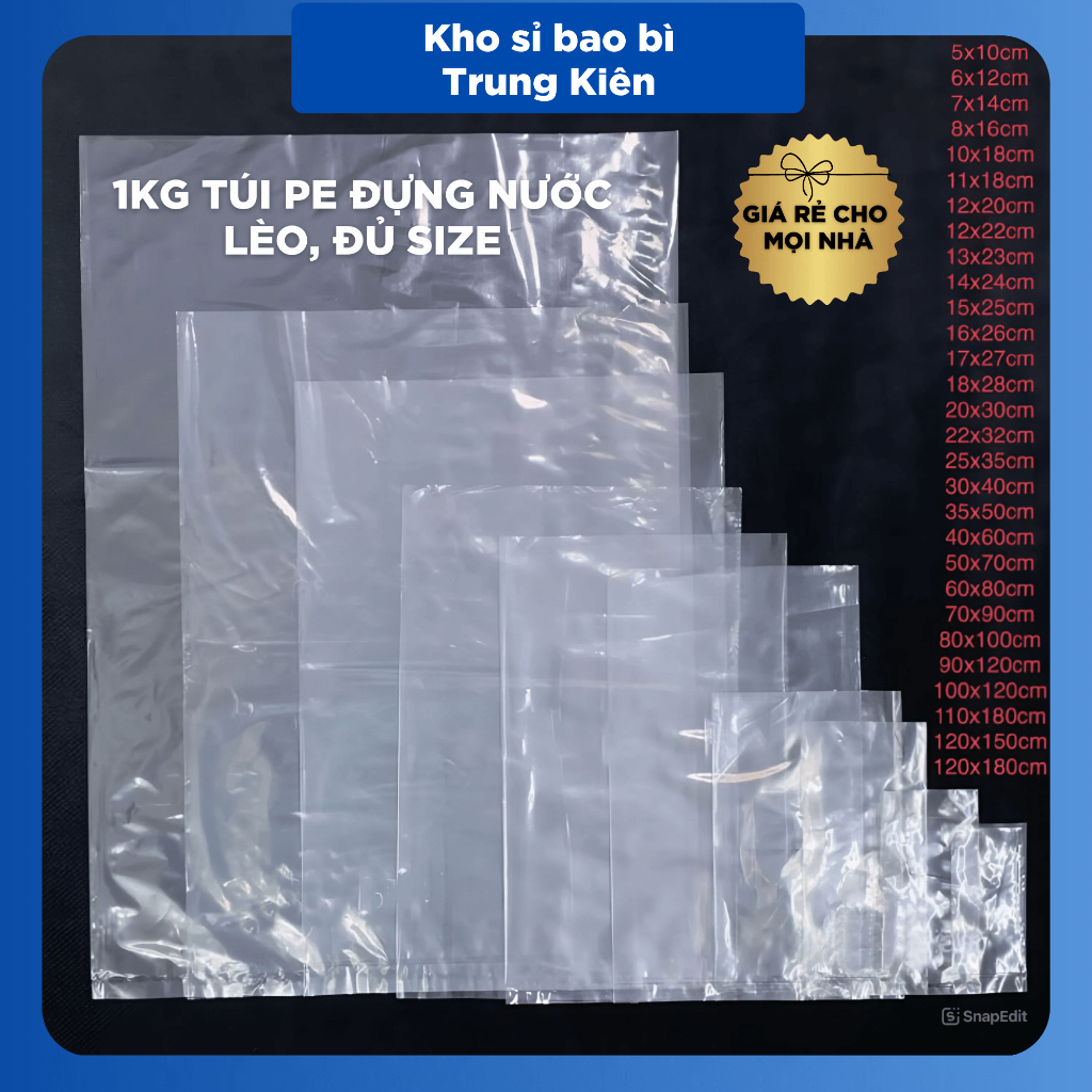 1KG Túi nilong PE dẻo, túi đựng nước lèo, túi PE dẻo các loại có đủ ...