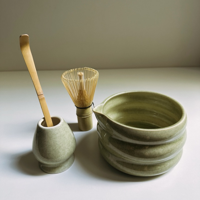 🍃Bộ 4 dụng pha Matcha Chawan , Chasen 100 sợi , Gác Chasen , Chasaku ...