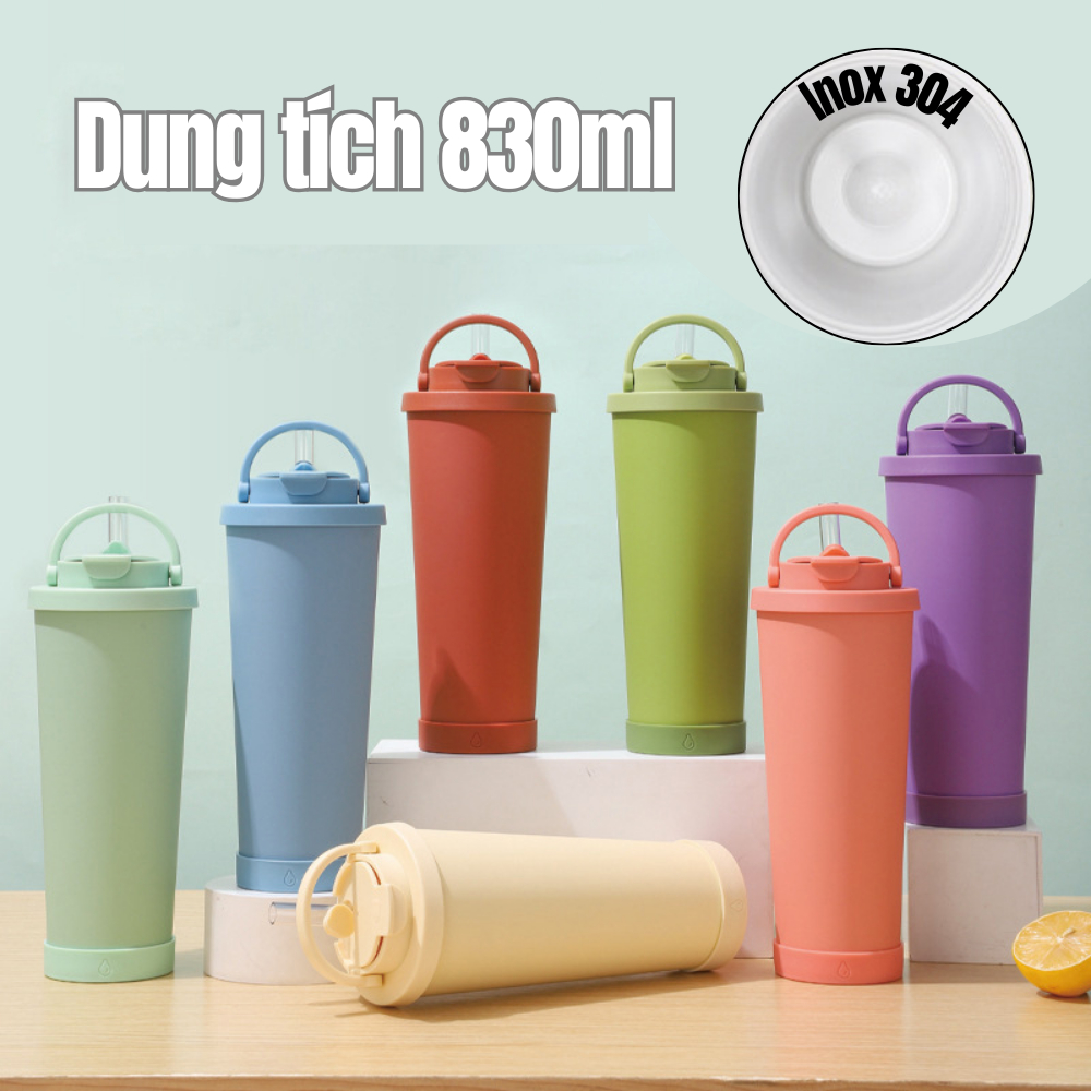 Ly Giữ Nhiệt Trancy Pastel dung tích 830ml Inox 304 Kèm Ống Hút | Shopee Việt Nam