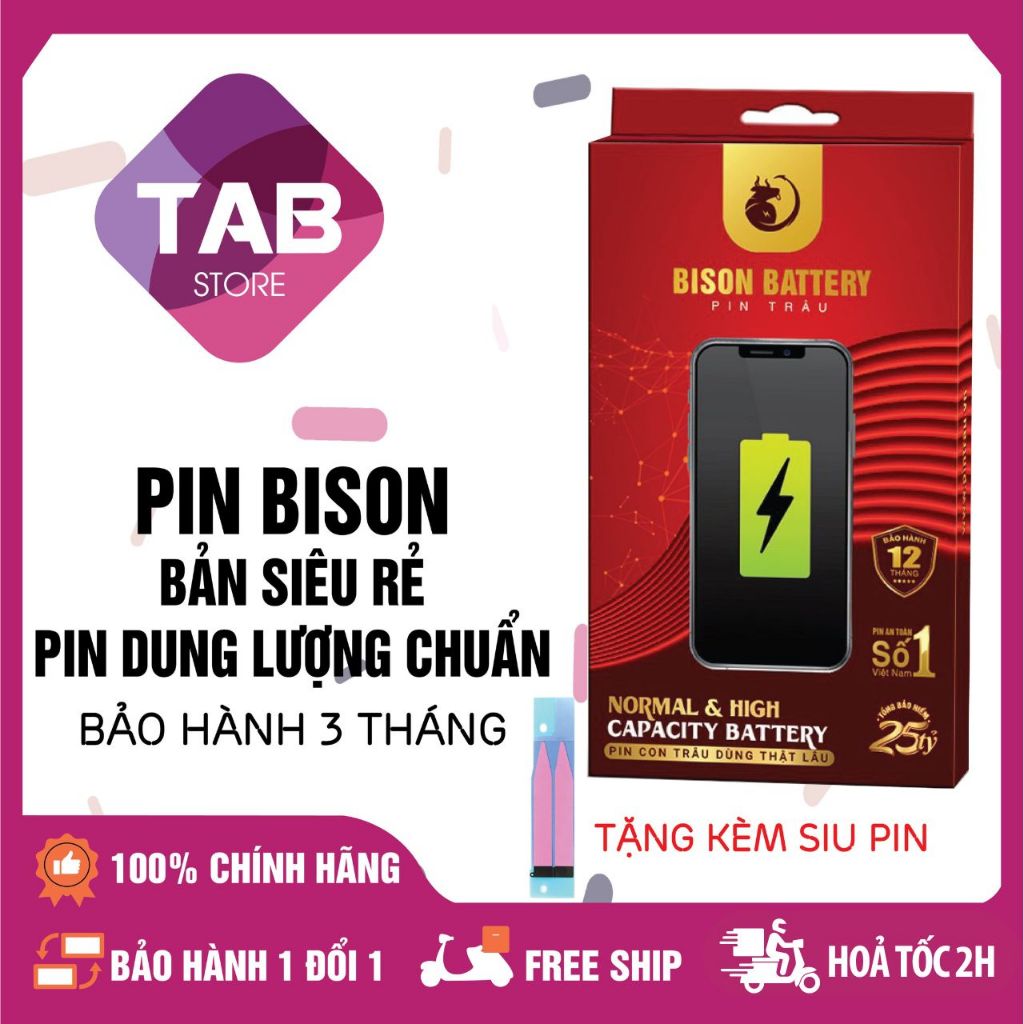 Pin Bison (Bản Siêu Rẻ) Pin Dung Lượng Chuẩn - Bảo Hành 3 Tháng ...