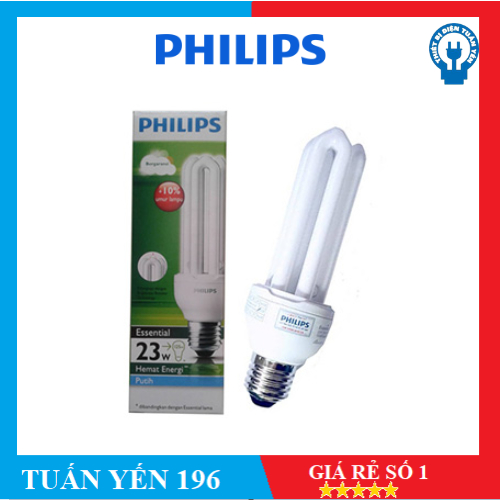 Bóng đèn compact Philips 23W - 3U Essential E27 ánh sáng trắng & vàng ...