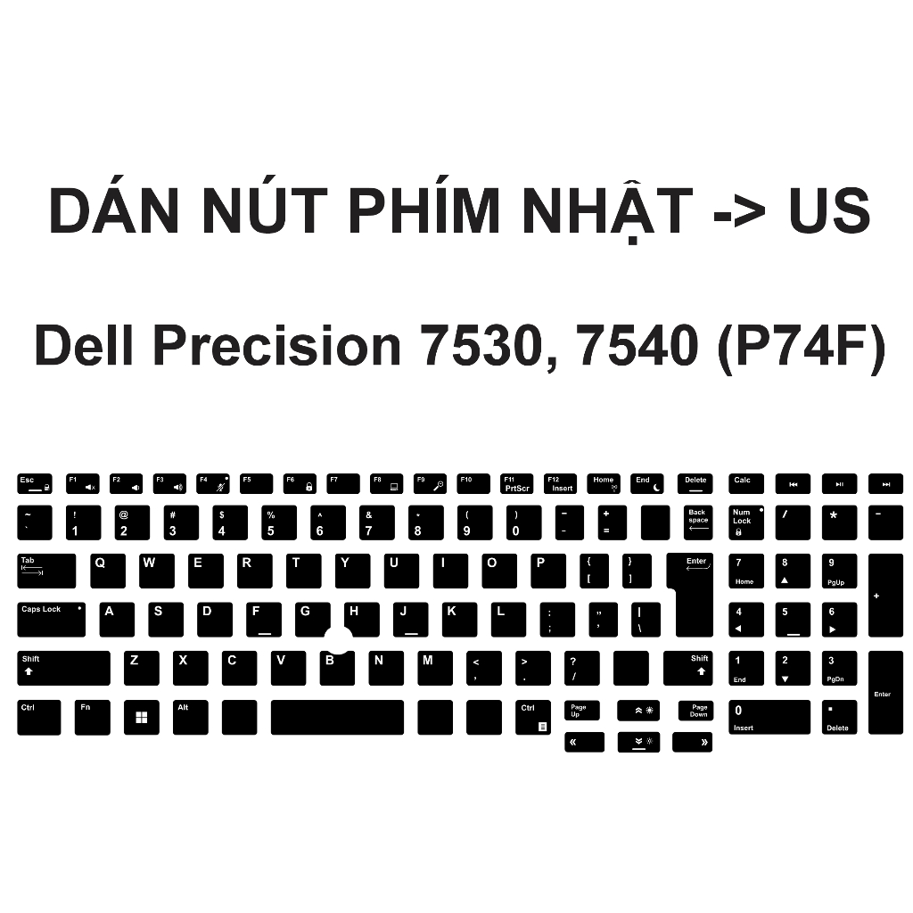 Dán nút phím Dell Precision 7530, 7540, P74F Nhật -> US | Bàn phím ...