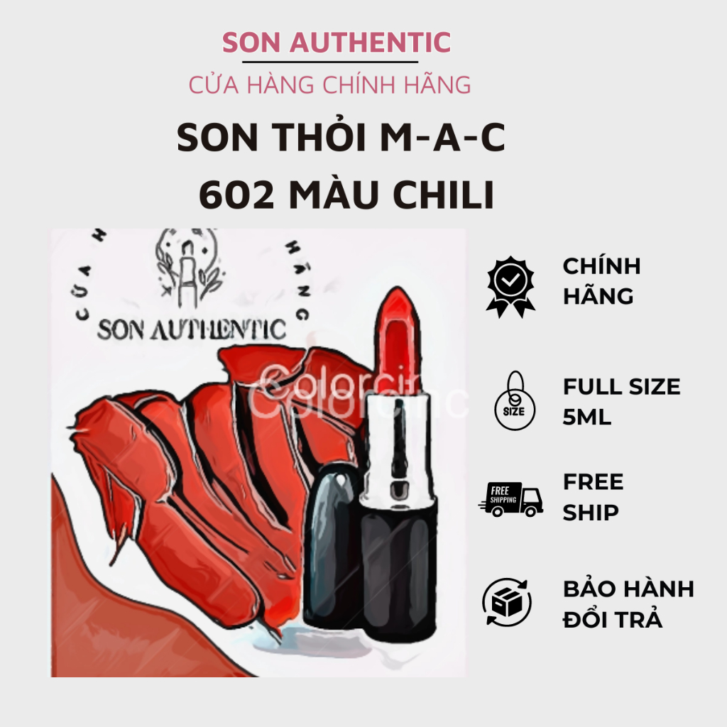 Son MA.C chili 602 đỏ gạch trendy chính hãng full size. Son Authentic ...