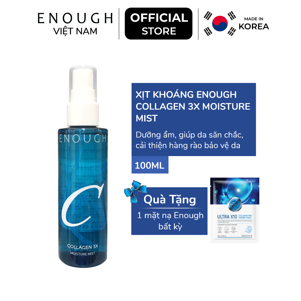 Xịt khoáng Enough Collagen 3X Moisture Mist 100ML | Shopee Việt Nam