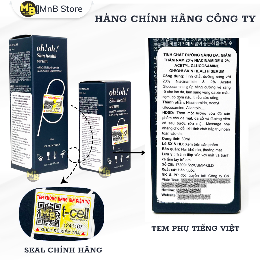 Serum Oh! Oh! Niacinamide 20% dưỡng sáng da, giảm thâm nám, thu nhỏ lỗ ...
