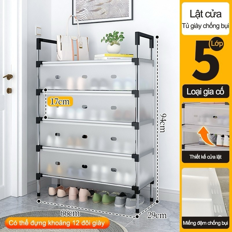 Kệ Inox 5 Tầng Có Vách Ngăn Chắn Bụi, Giá Inox Để Giày Dép 5 Tầng Có ...