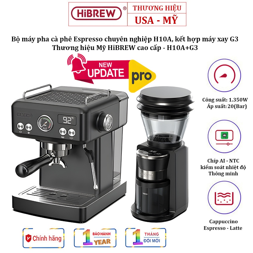 [H10A - BLACK] Bộ máy pha cà phê thương hiệu HiBREW Mỹ H10A, kết hợp ...