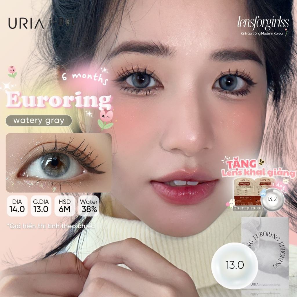 Kính áp tròng xám sáng ánh xanh EURORING WATERY GRAY chính hãng URIA I-DOL | HSD 6-12 tháng ...
