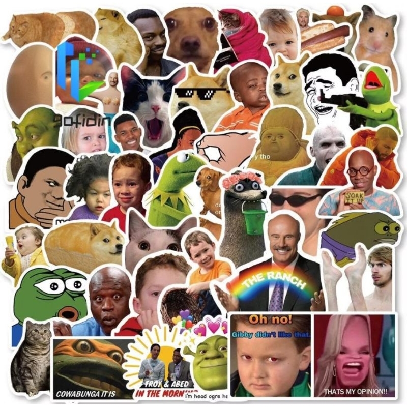 Set combo 50 sticker Meme Vui nhộn hài hước chống thấm nước dán mũ nón ...