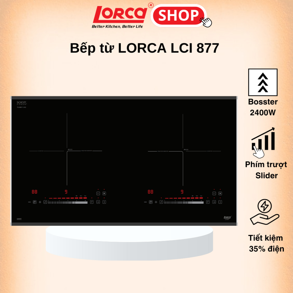Bếp từ đôi LORCA LCI 877 cao cấp. Công nghệ Smart Inverter, nhiều chức ...