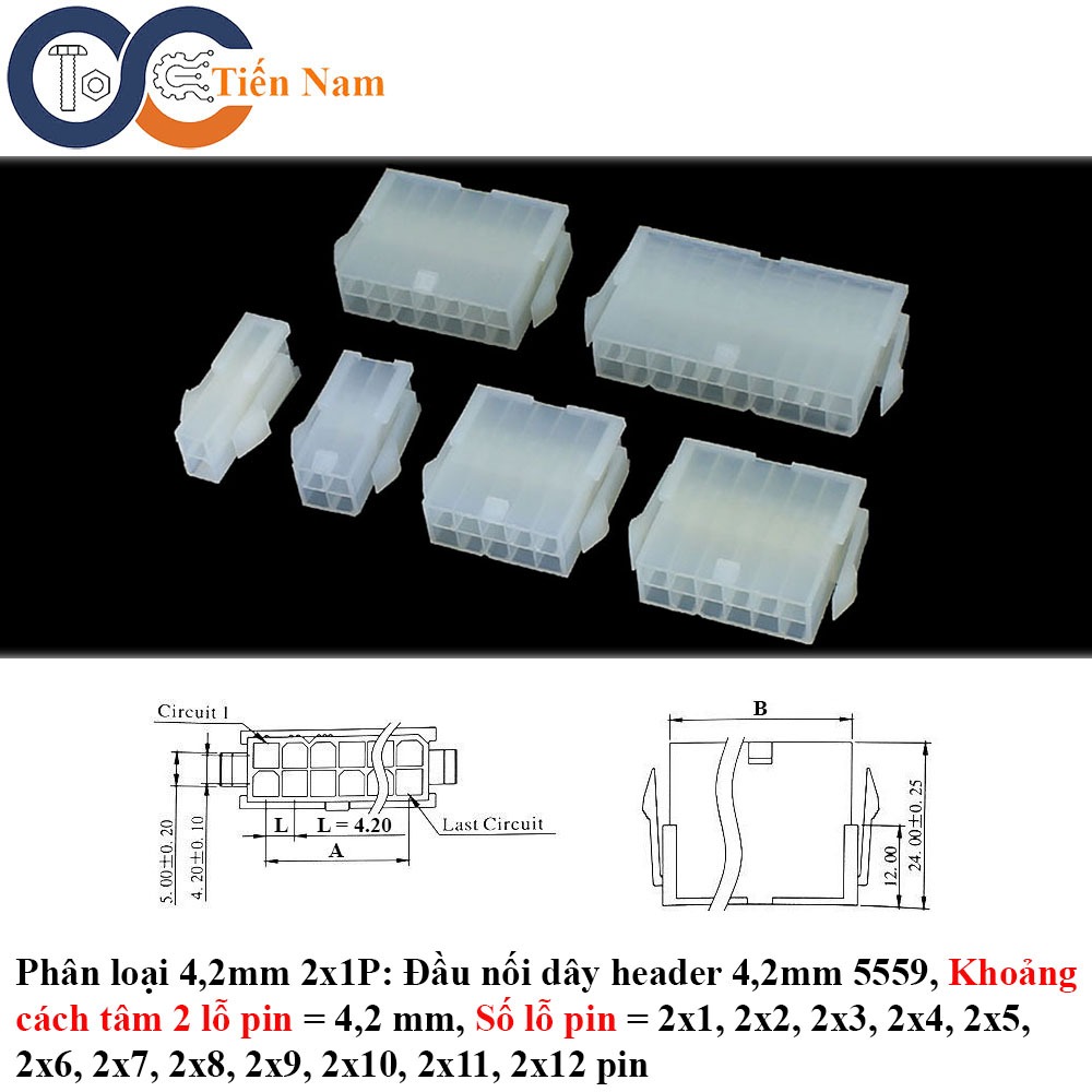 Đầu nối dây header 4.2mm 5559 2x1P 2x2P 2x3P 2x4P 2x5P 2x6P 2x7P 2x8P 2x9P 2x10P 2x11P 2x12P ...