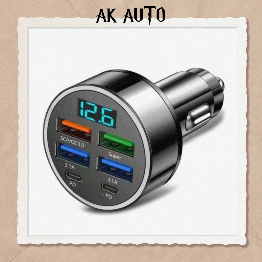 Tẩu Sạc Nhanh Type QC3.0 USB C 6 Cổng 250W Có Đèn LED Cho ô tô - AK ...