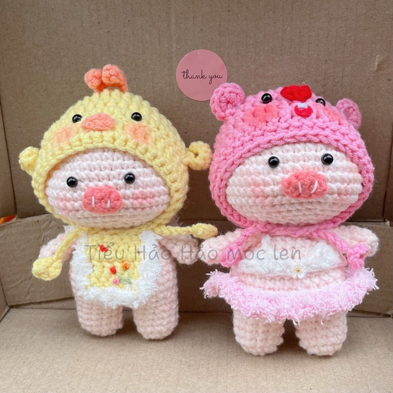 Heo cosplay móc len tặng kèm móc khoá (ảnh shop tự chụp) Sẵn 4 con form ...