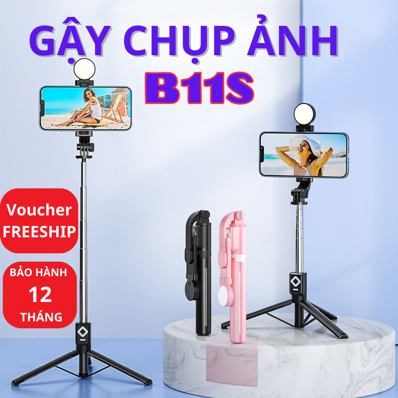 Gậy chụp ảnh 3 chân B11S có đèn led trợ sáng Gậy selfie chụp hình tự sướng có điều khiển từ xa ...
