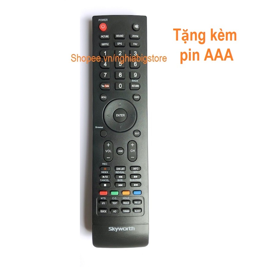 Remote Điều Khiển Tivi SKYWORTH Internet Smart TV Kèm Pin AAA | Shopee ...
