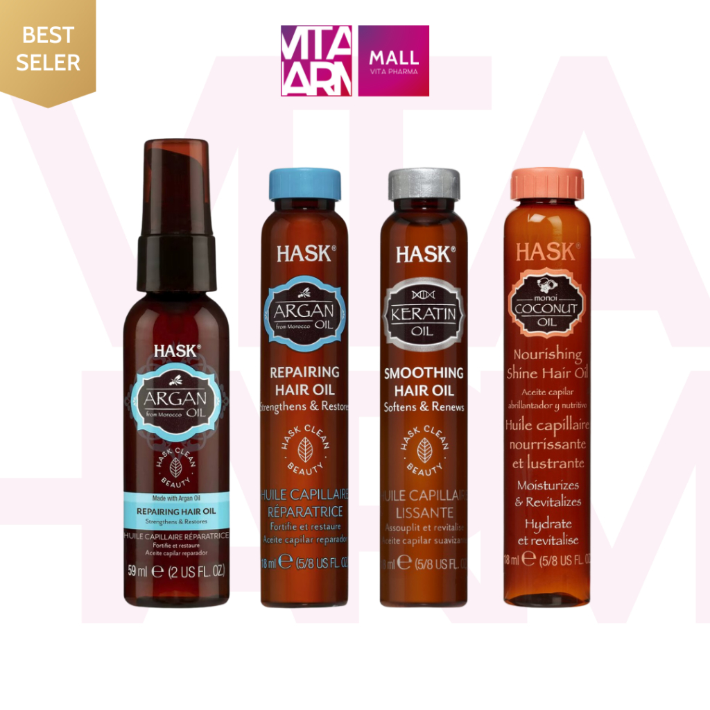 Tinh dầu dưỡng tóc Hask Oil Keratin/ Argan Oil/ Coconut Oil 18ml phục hồi tóc hư tổn | Shopee ...