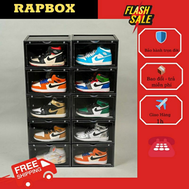 Combo 10 hộp Đựng Giày Nhựa Cứng Cửa Ngang Có Nam Châm RAPBOX - Tặng gói hút ẩm - Loại cao cấp ...