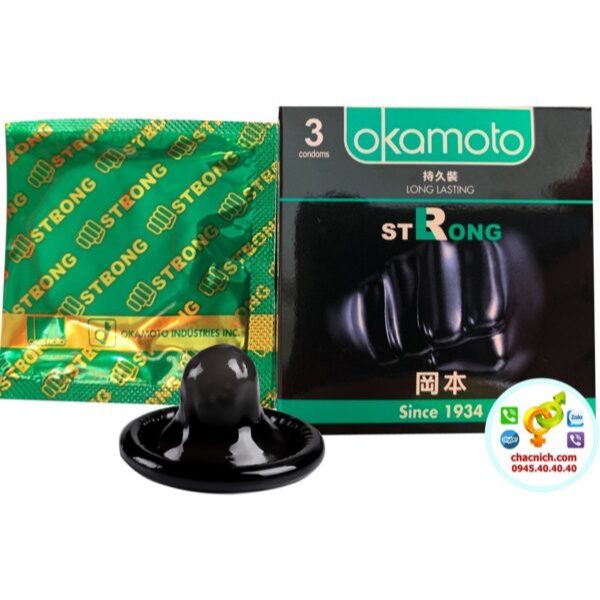 Bao Cao Su Dày 0.1mm Okamoto Strong Màu đen thủ lĩnh | Shopee Việt Nam