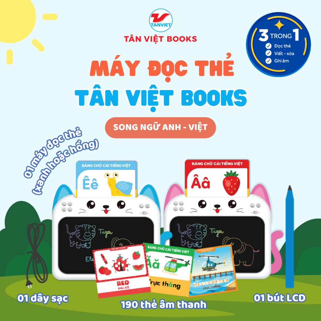 Máy Đọc Thẻ Flashcard 3in1 Song Ngữ Anh - Việt, Kết Hợp Bảng Vẽ Điện Tử ...