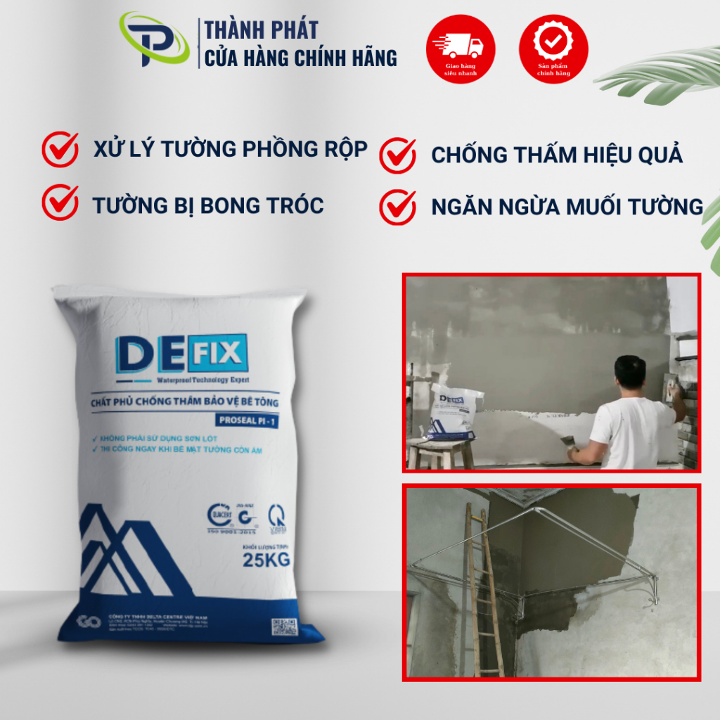 Bột chống thấm xử lý tường phồng rộp, bong tróc #DEFIX PROSEAL PI-1 ...