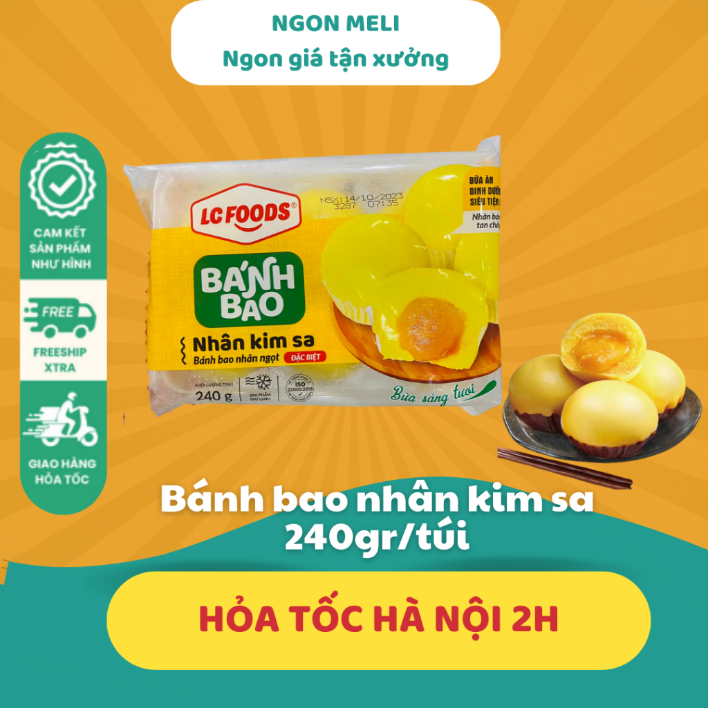 Bánh bao kim sa 240g 6c nhân trứng muối Đóng Gói Tiện Lợi Giao Hàng Hỏa ...