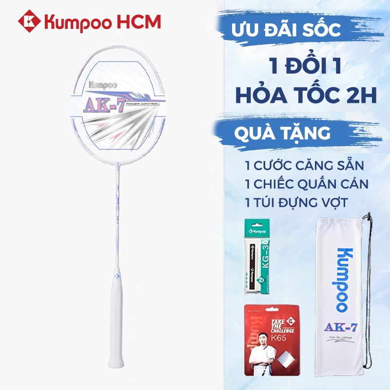 Kumpoo AK7 vợt cầu lông chính hãng 100% carbon thiên công căng sẵn 10.5kg tặng kèm quấn cán, túi ...