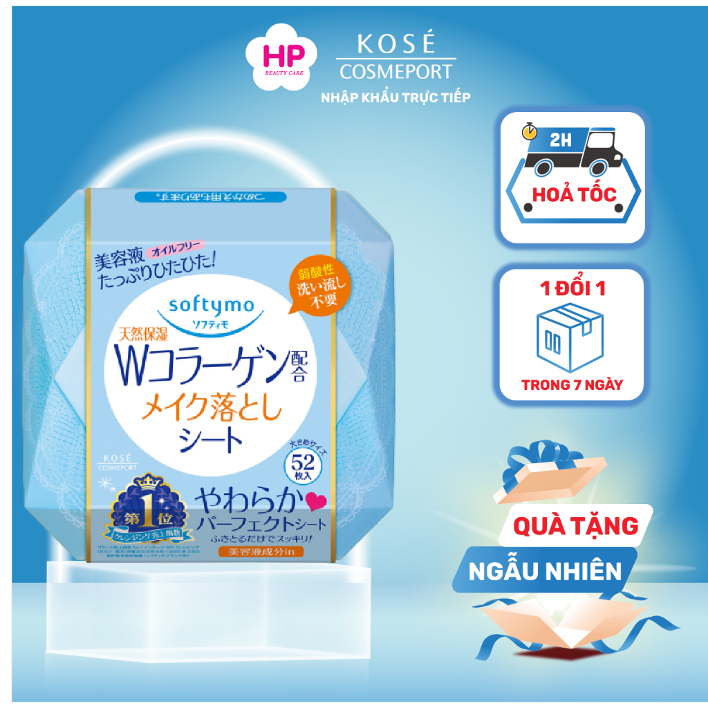 Khăn Giấy Tẩy Trang Dưỡng Ẩm Kosé Softymo Collagen Cleansing Sheet C ( Hộp 52 Miếng) | Shopee ...