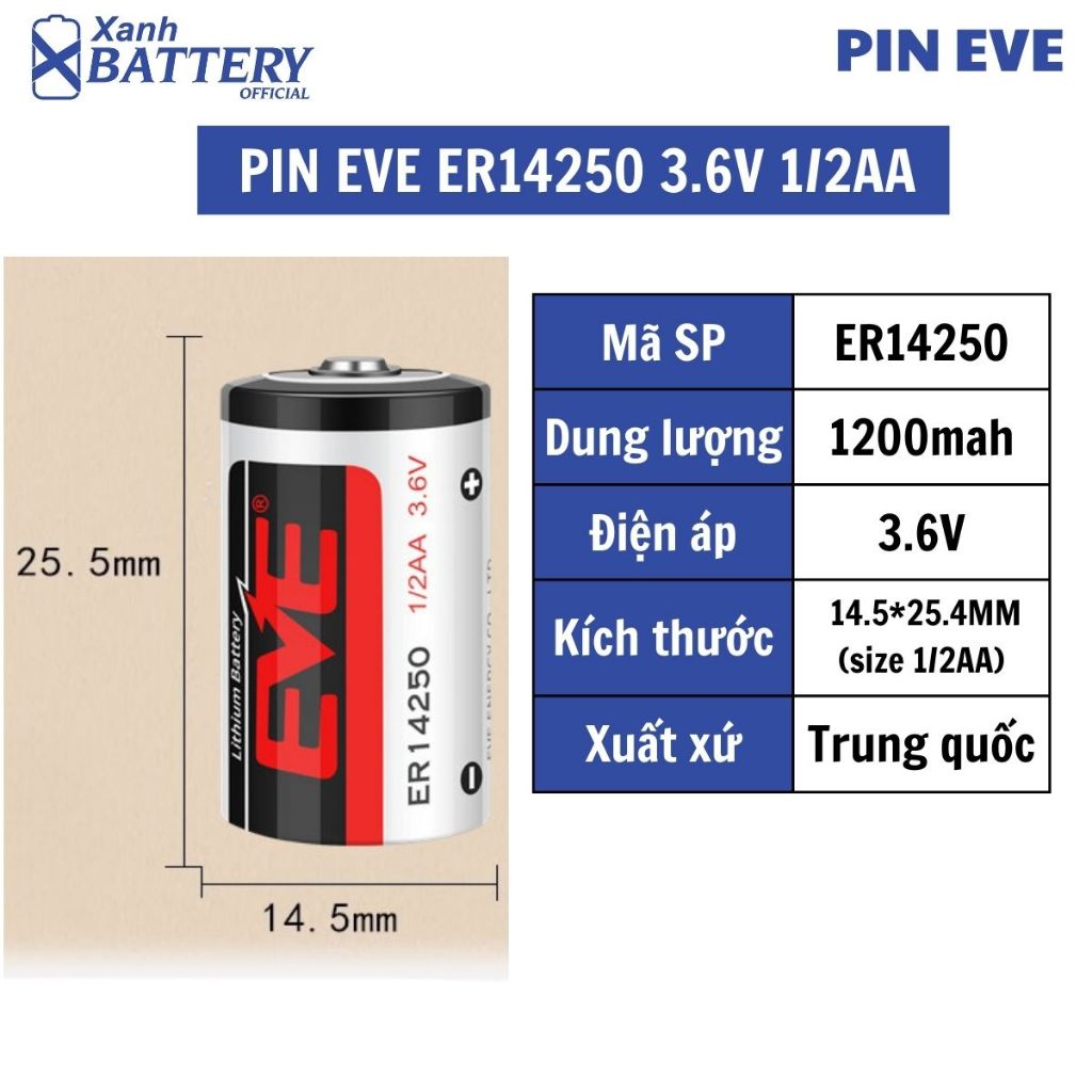 EVE ER14250 3.6V 1/2AA 1200mAh nhiệt kế ẩm - Hàng chính hãng | Shopee Việt Nam