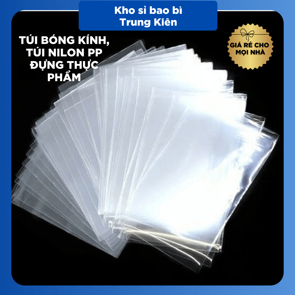 1kg Túi bóng kính, túi nilon PP trong suốt đựng thực phẩm nhiều kích ...