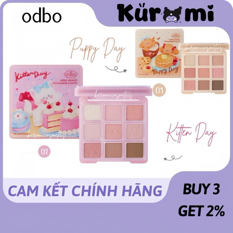 [ODBO] Bảng Mắt ODBO 9 Ô OD2024 Puppy Day & Kitten Day - Tặng Kèm Kẹp Tóc Cute Sweet Munch Odbo ...