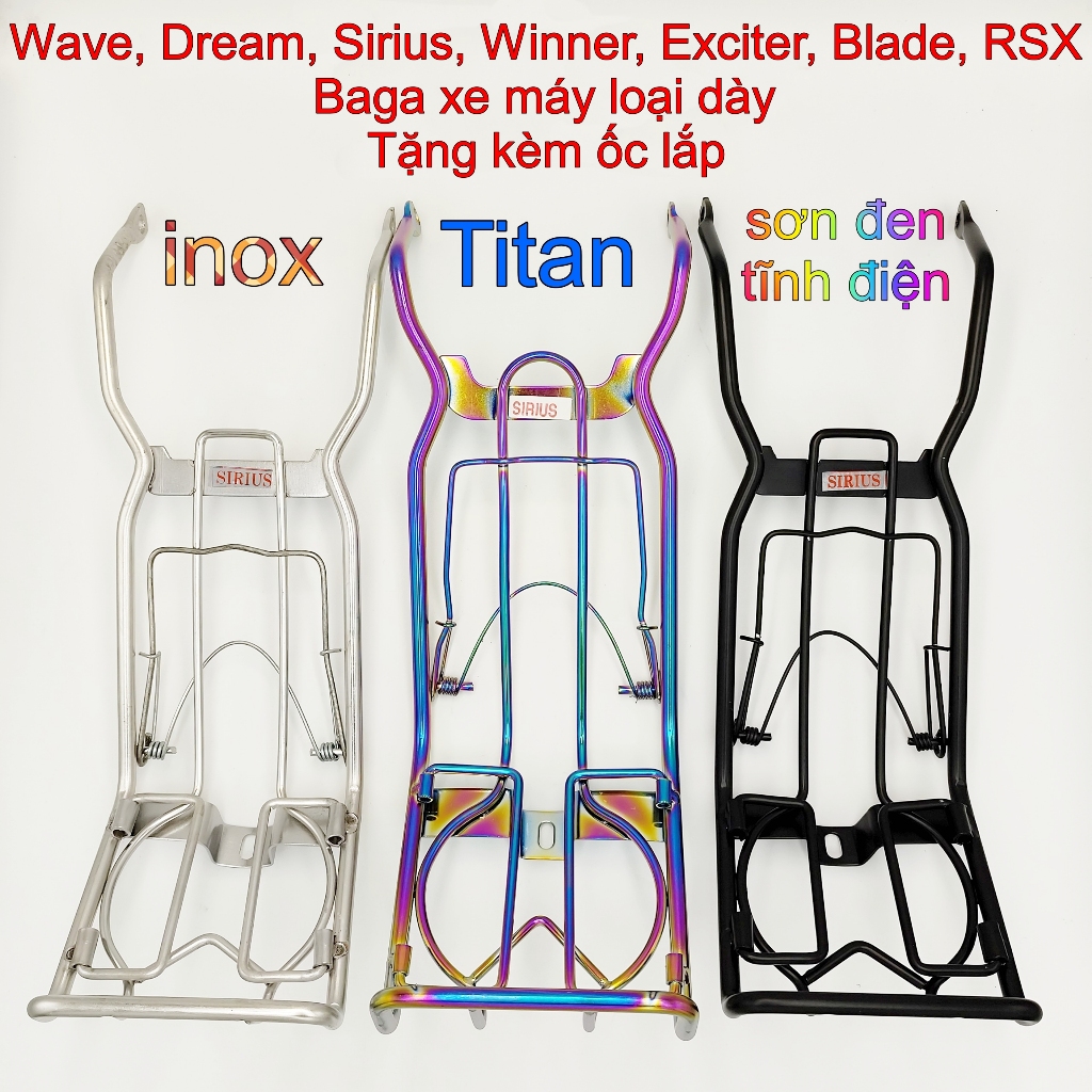Baga xe Wave Anfa đời năm 2007-2025, Wave 50cc, Sirius, Dream, RSX ...