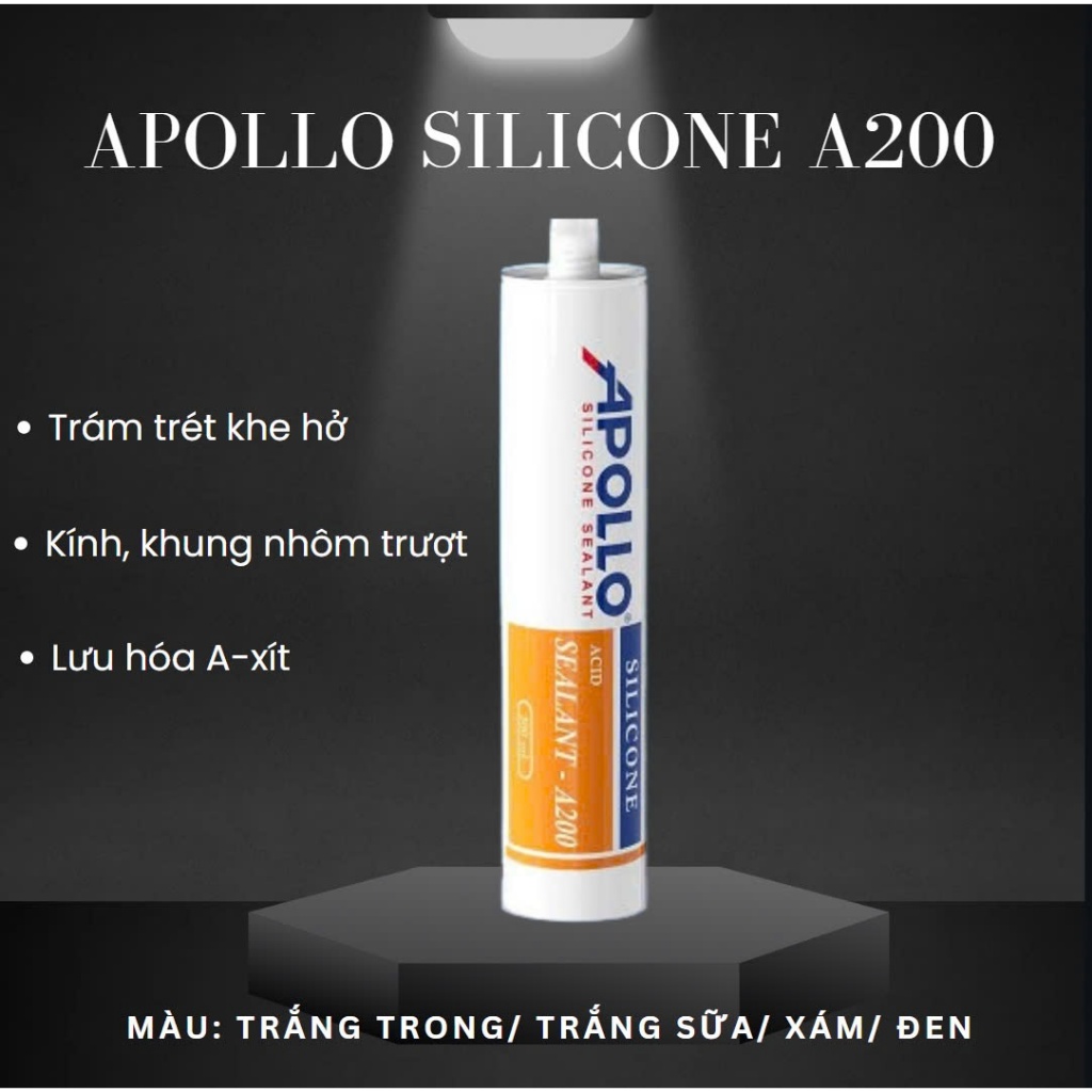 Keo Apollo Silicone A200 - Trám trét khe hở, dùng cho kính-khung nhôm ...