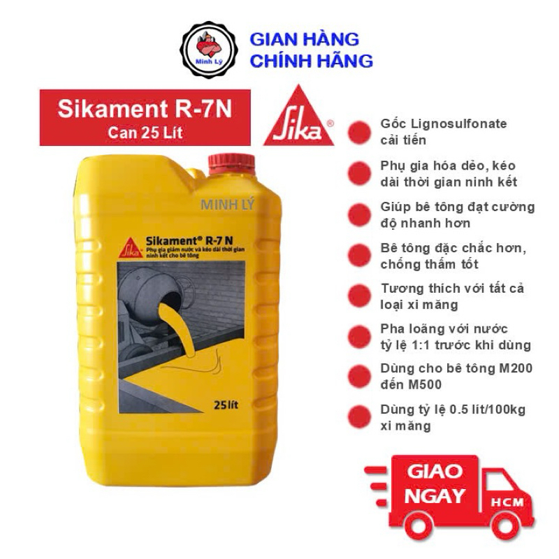 [Hỏa Tốc HCM] Phụ Gia Siêu Dẻo Sikament R7 N Tăng Cường Độ và Độ Sụt Cho Bê Tông Can 25 lít Sika ...