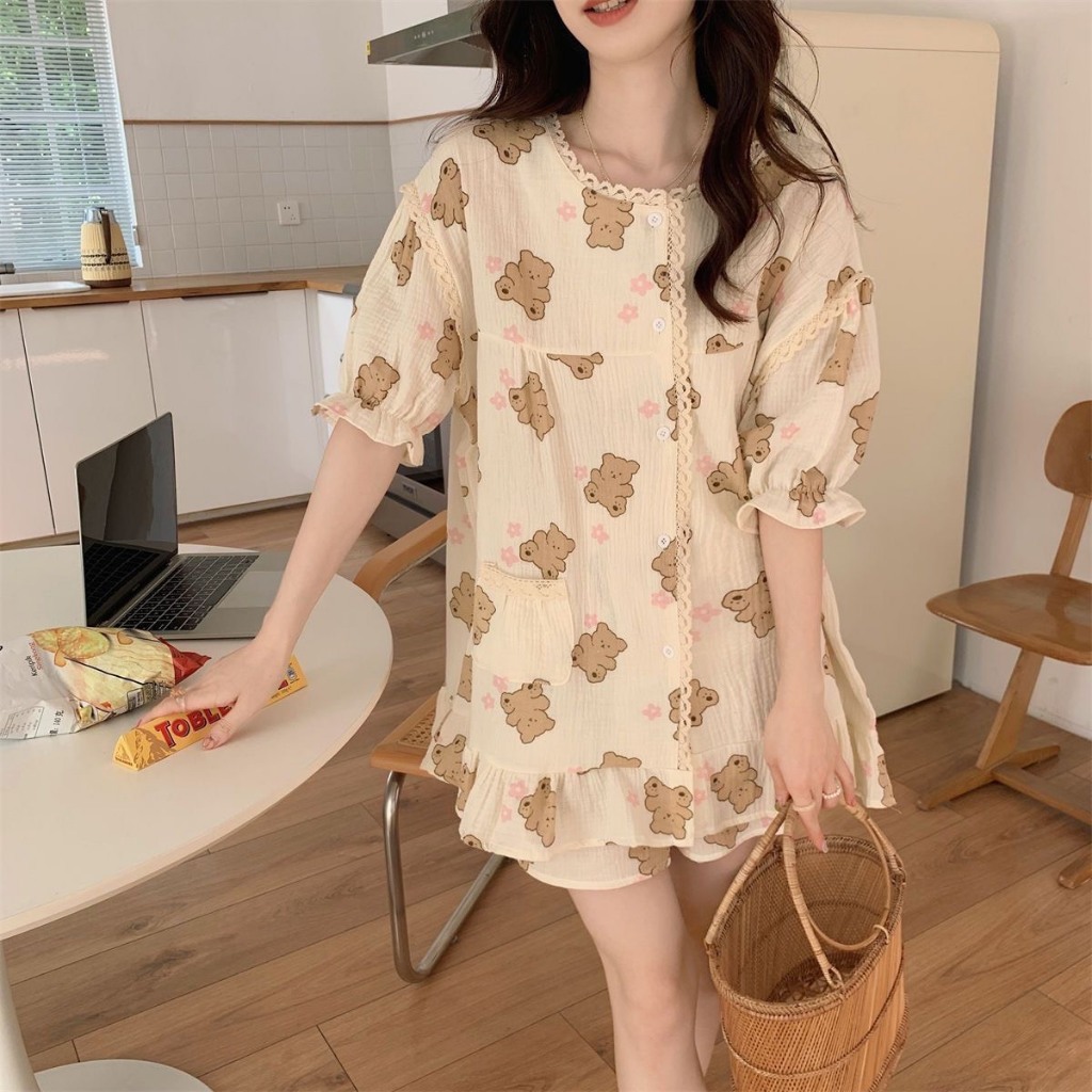 {Có Sẵn} Bộ Ngủ Cộc Dễ Thương Cho Nữ BC7 Đồ Ngủ Nữ, Đồ Ngủ Cute, Bộ Ngủ ...