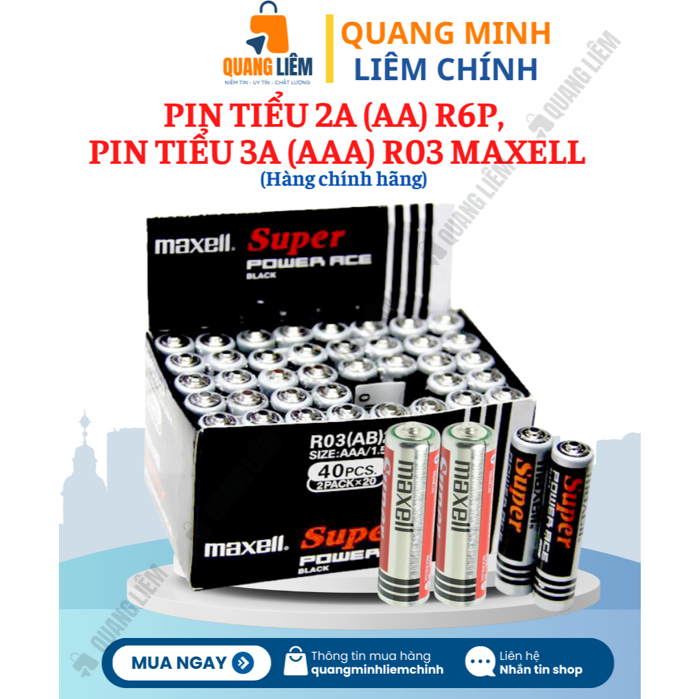 Pin Tiểu 2A (AA) R6P, Pin tiểu 3A (AAA) R03 MAXELL, hộp đen hộp đỏ ...