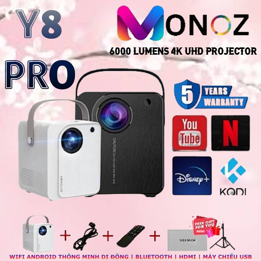 2024 NEW Máy chiếu Monoz Y8 PRO tích hợp ứng dụng Android máy chiếu ...