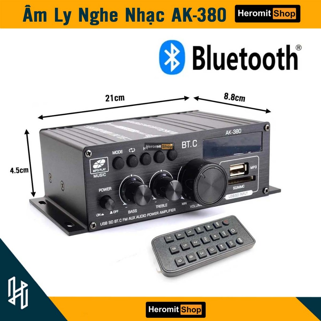 Amply Mini Bluetooth HiFi 12V AK-380 , Âm Ly Nghe Nhạc Bluetooth Usb Radio FM | Shopee Việt Nam
