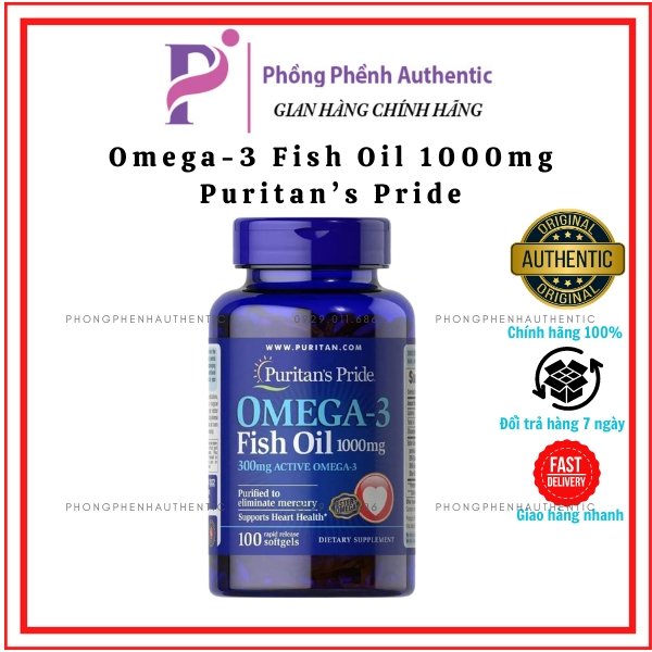 Viên uống Dầu Cá Puritan's Pride Omega 3 Fish oil 1000mg 100 viên (Bill US) | Shopee Việt Nam