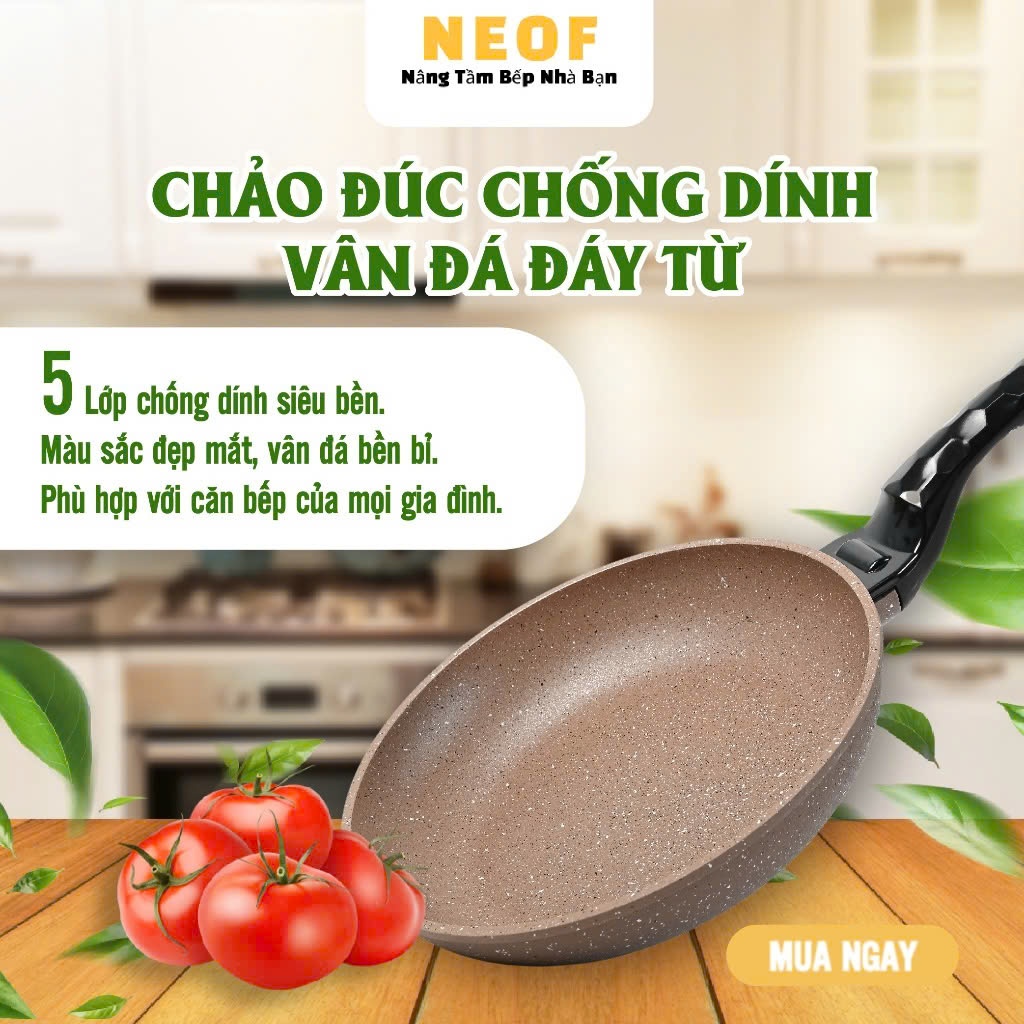 Chảo đúc chống dính nguyên khối NEOF đáy từ chính hãng 28cm | Shopee ...