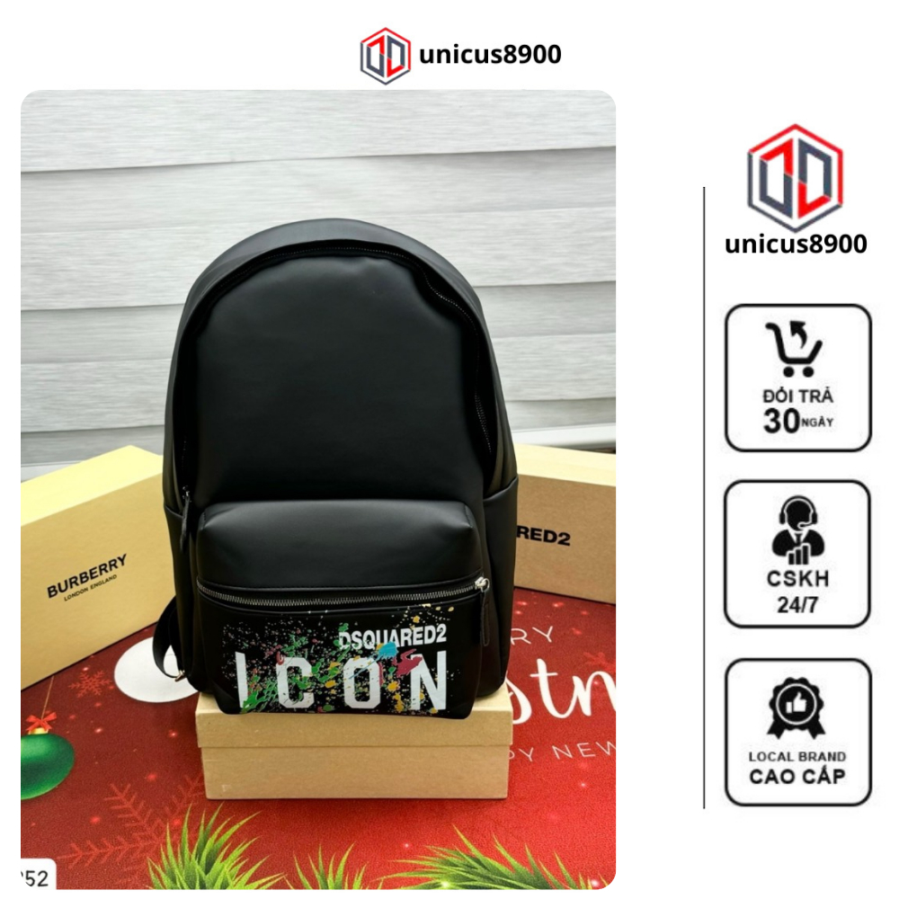 Balo da icon Dsq fom dáng chuẩn sz to đi học chất liệu da pu-cặp sách ...