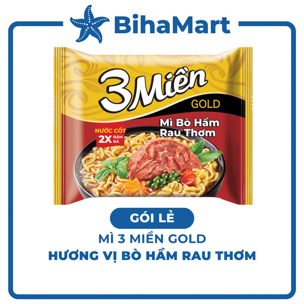 [GÓI LẺ] - UNIBEN - Mì 3 Miền Gold hương vị Bò Hầm Rau Thơm (75g/gói ...