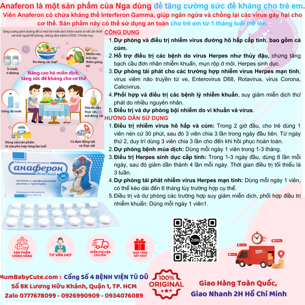 Tăng đề kháng Anaferon Nga hộp 20 viên | Shopee Việt Nam