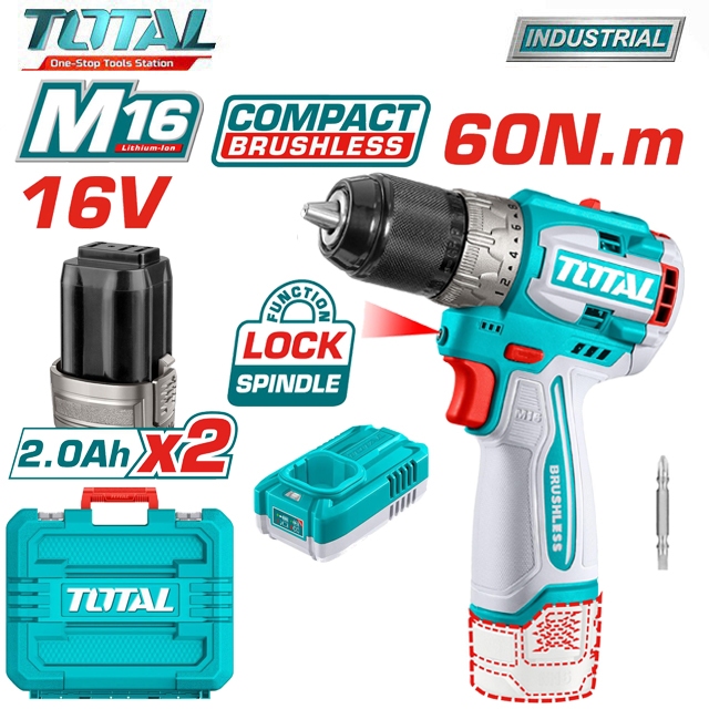 MÁY KHOAN VẶN VÍT DÙNG PIN TOTAL 16V TDLI16682 ( Động Cơ Ko Chổi Than ...