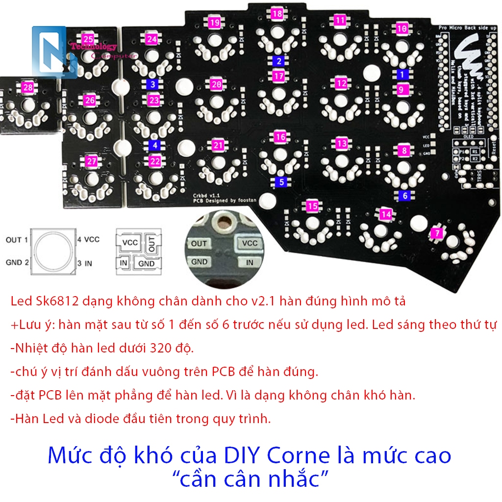 Bàn Phím Tự Thực Hiện DIY Corne Layout Riêng 42 Phím Dùng Atmega32u4 AU ...